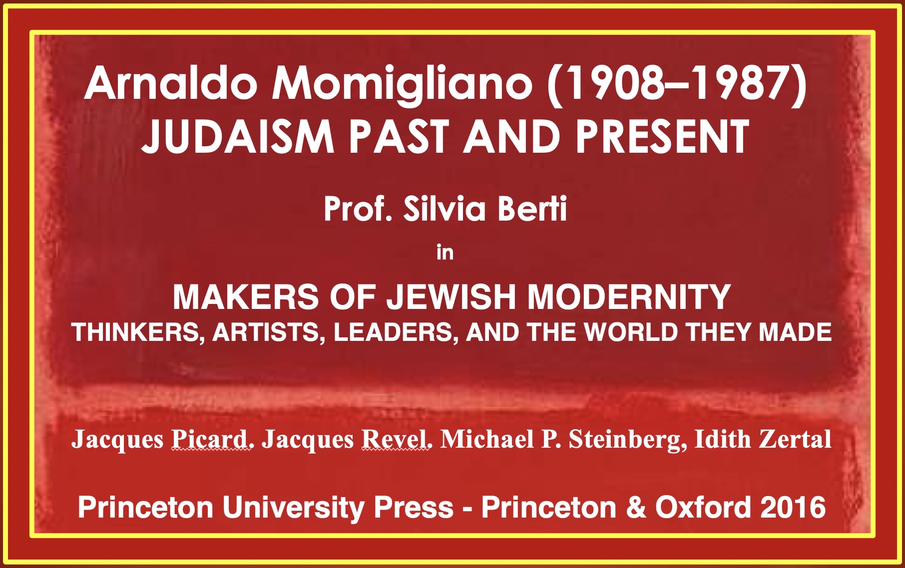 Arnaldo Momigliano. Judaism Past and Present – European Jewish History ...